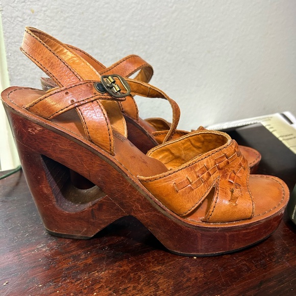 jeanie walker | Shoes | Real Vintage Wooden And Leather Heels Made In ...